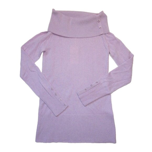 Qi | Sweaters | Nwt Qi Cashmere Button Cowl Turtleneck In Lilac Purple ...